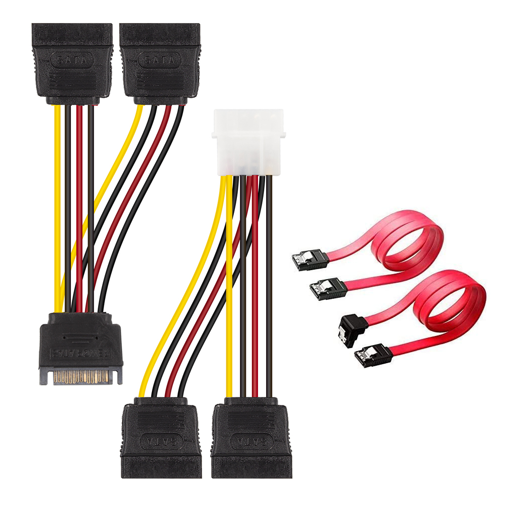 SATA Data Cable and 15Pin SATA Power Extender Cable kit - 10Gtek